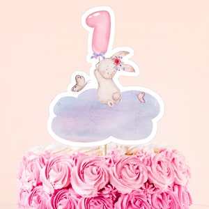 Printable Bunny Cake Topper Some Bunny is One Birthday Decorations ...