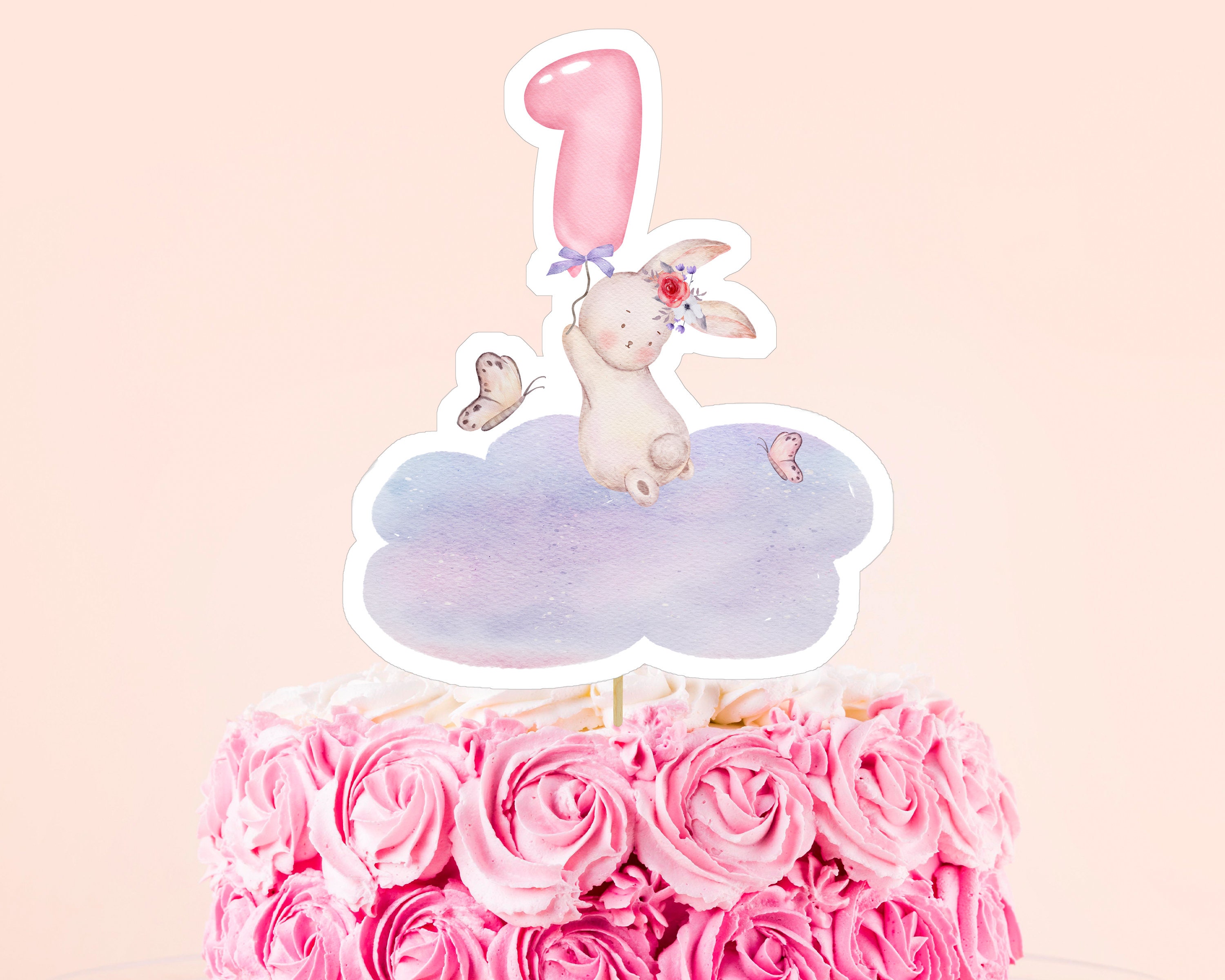 Printable Bunny Cake Topper Some Bunny is One Birthday Decorations ...