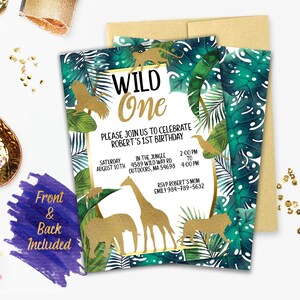Wild One Birthday Invitation, Safari Theme Party, ID 135 - Etsy