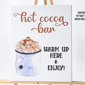 Editable Hot Cocoa Bar Sign and Hot Cocoa Bomb Tags Set Hot Chocolate ...