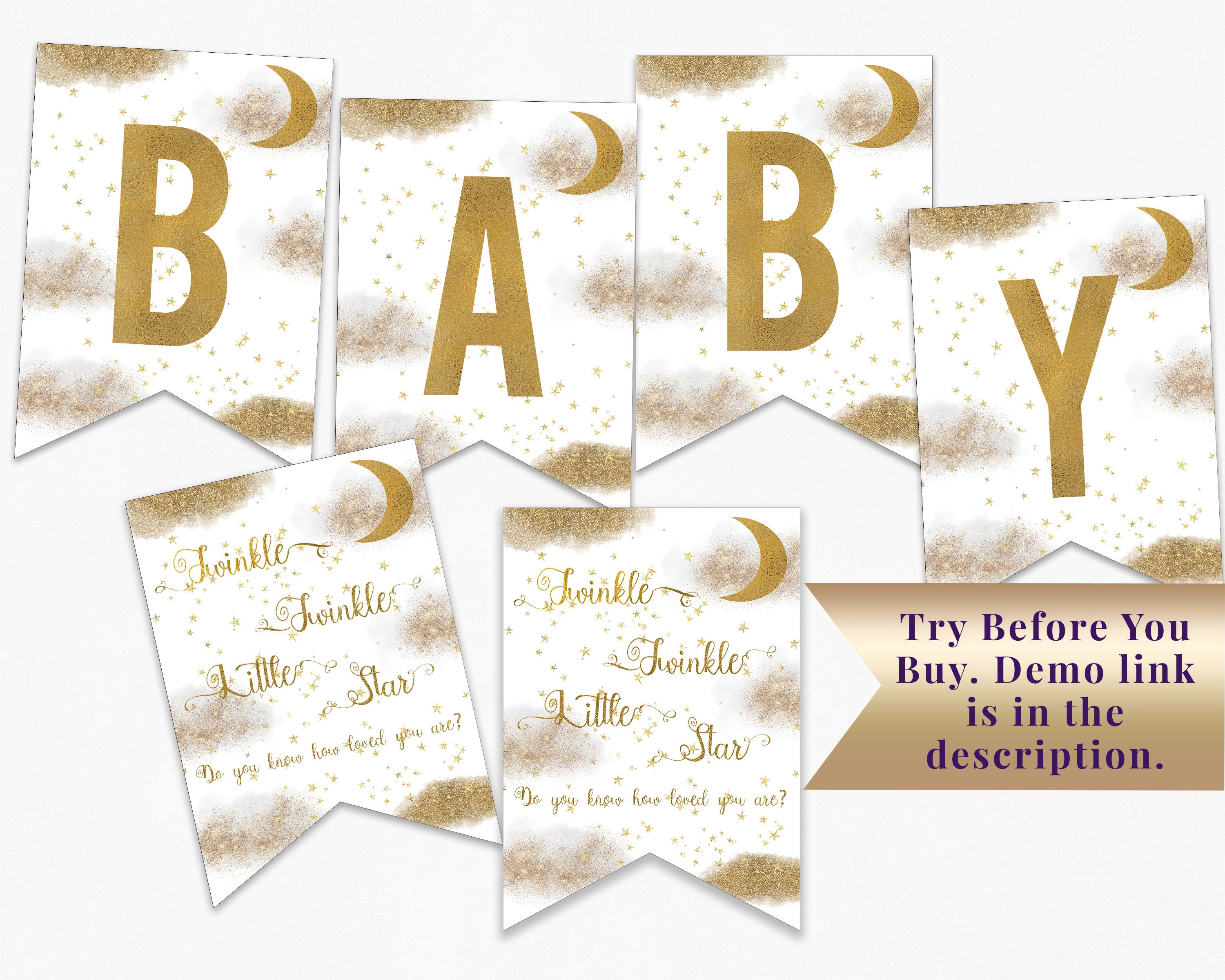 Twinkle Twinkle Little Star Banner Printable Baby Banner for | Etsy