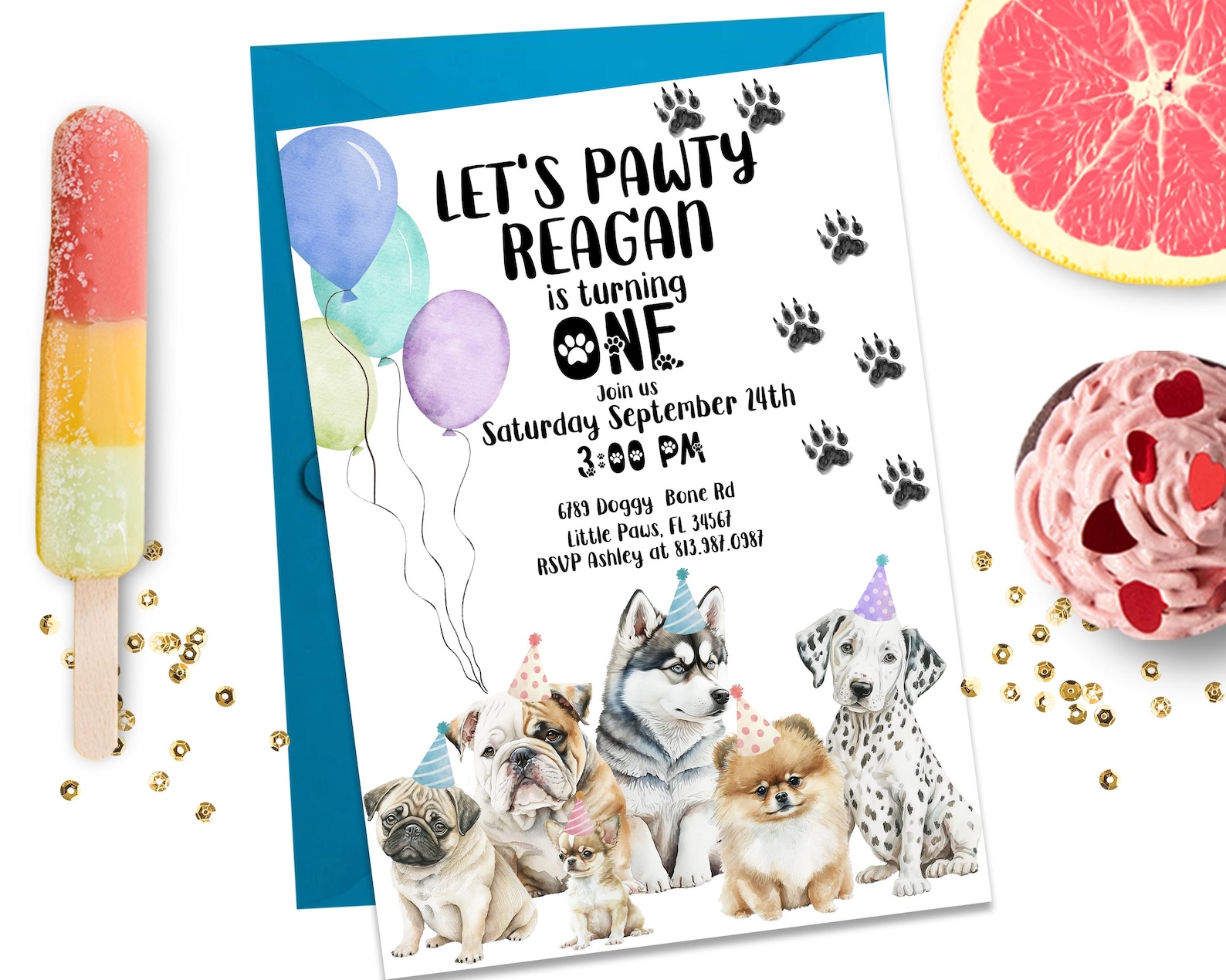 Let's Pawty Puppy First Birthday Bundle Dog Themed 1st Birthday Party ...