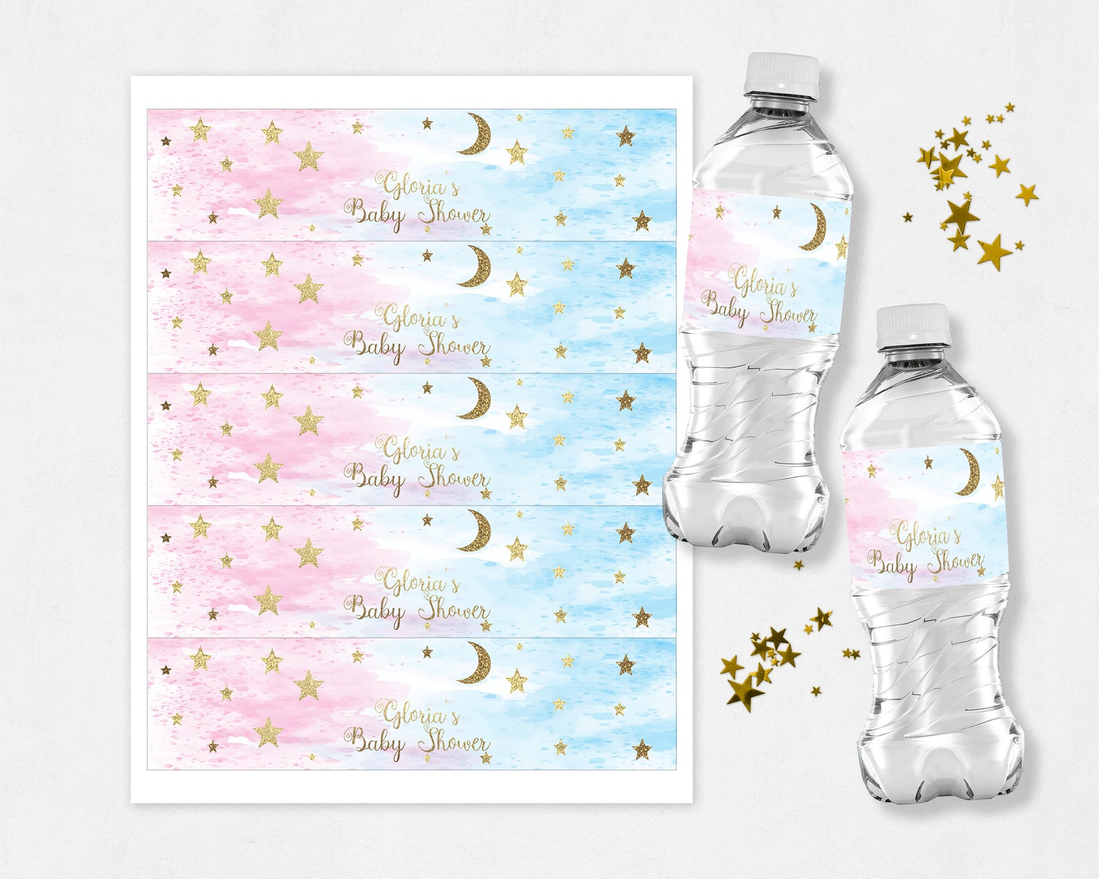 Twinkle Twinkle Little Star Gender Reveal Water Bottle Labels - Etsy