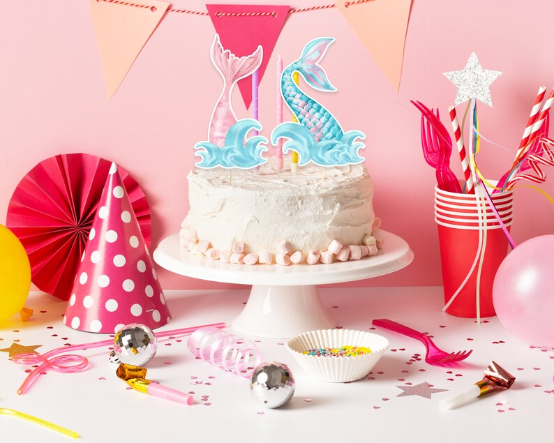 Printable Mermaid Cake Topper Mermaid Birthday Decorations Downloadable ...