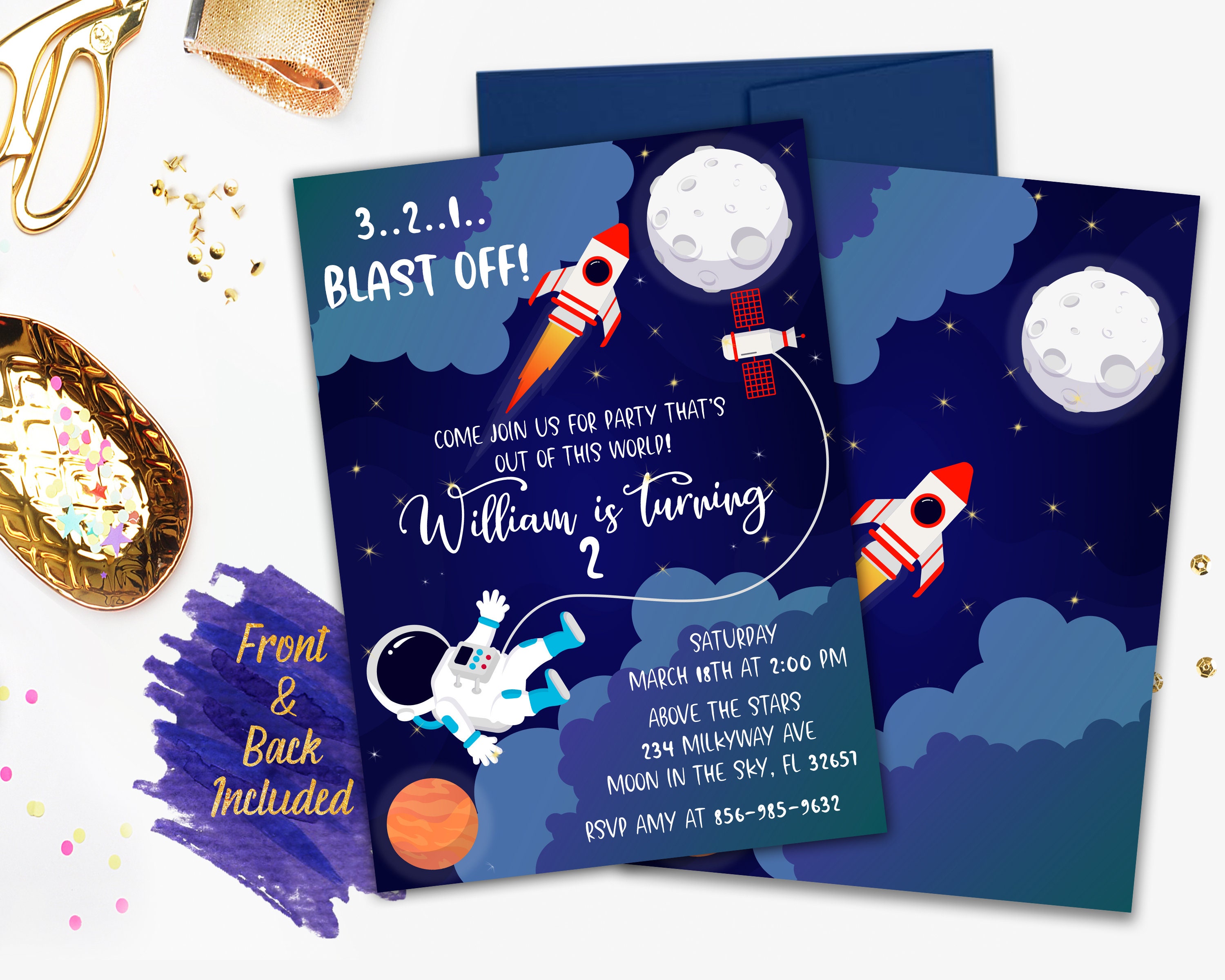 Editable Space Birthday Invitation Space Party Invite | Etsy