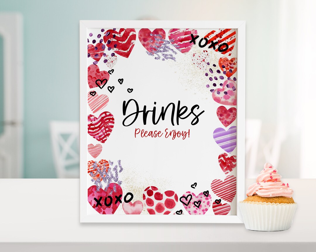 Valentines Day Drinks Sign A Little Sweetheart Baby Shower Valentines ...