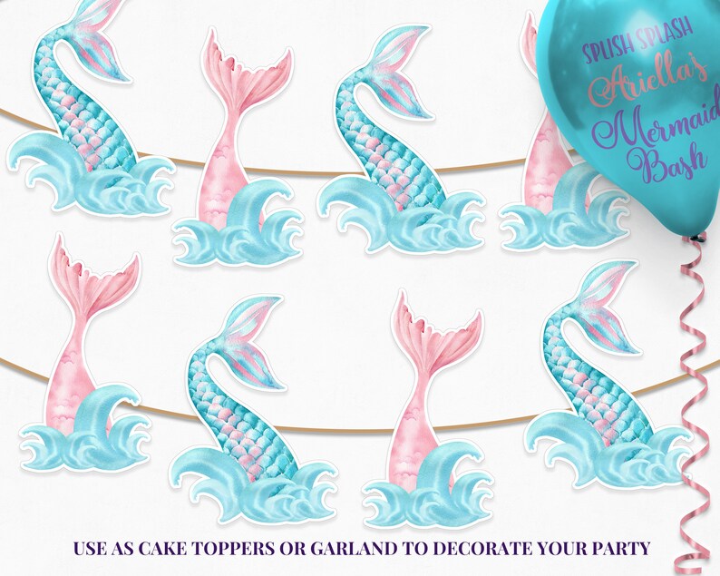 Printable Mermaid Cake Topper Mermaid Birthday Decorations - Etsy