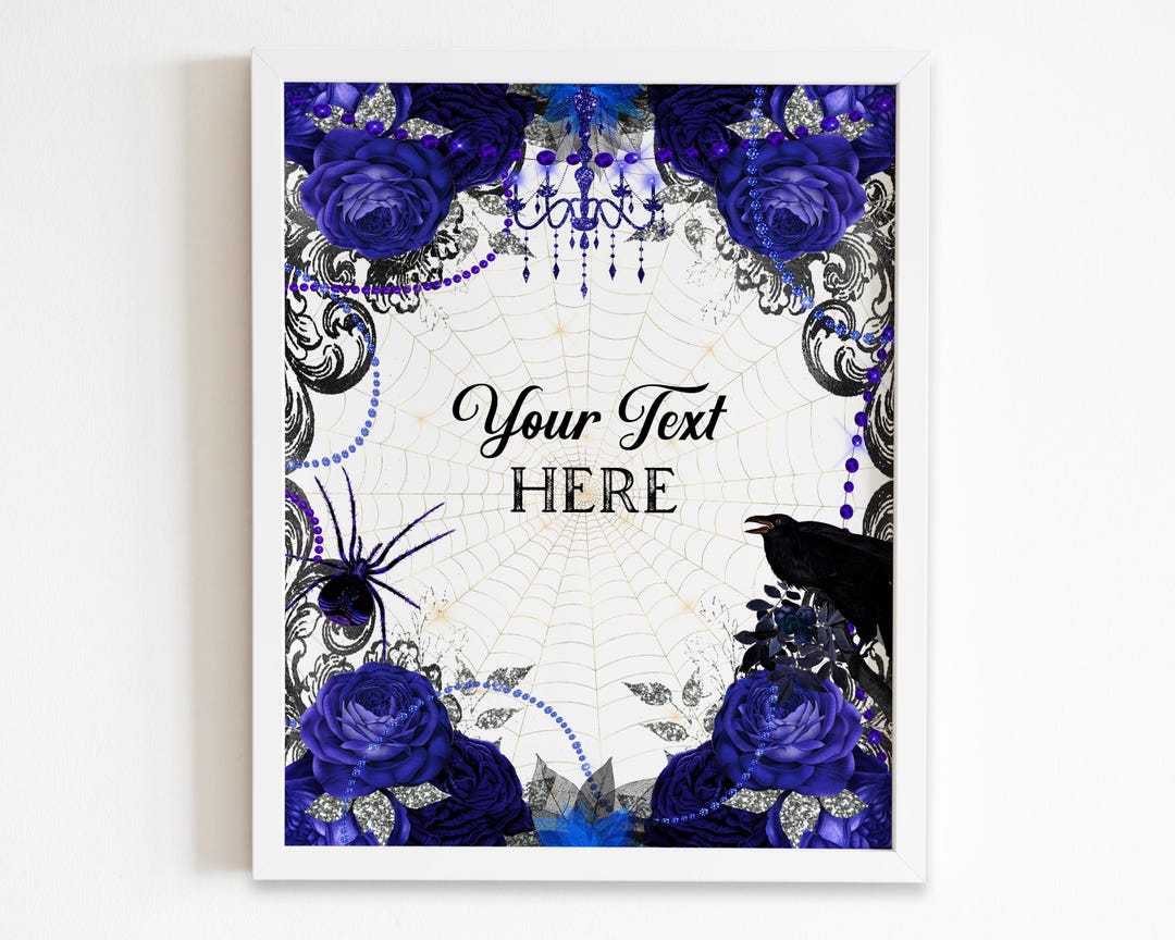 Blue Floral Gothic Editable Wedding Sign Gothic Theme Wedding Decor ...