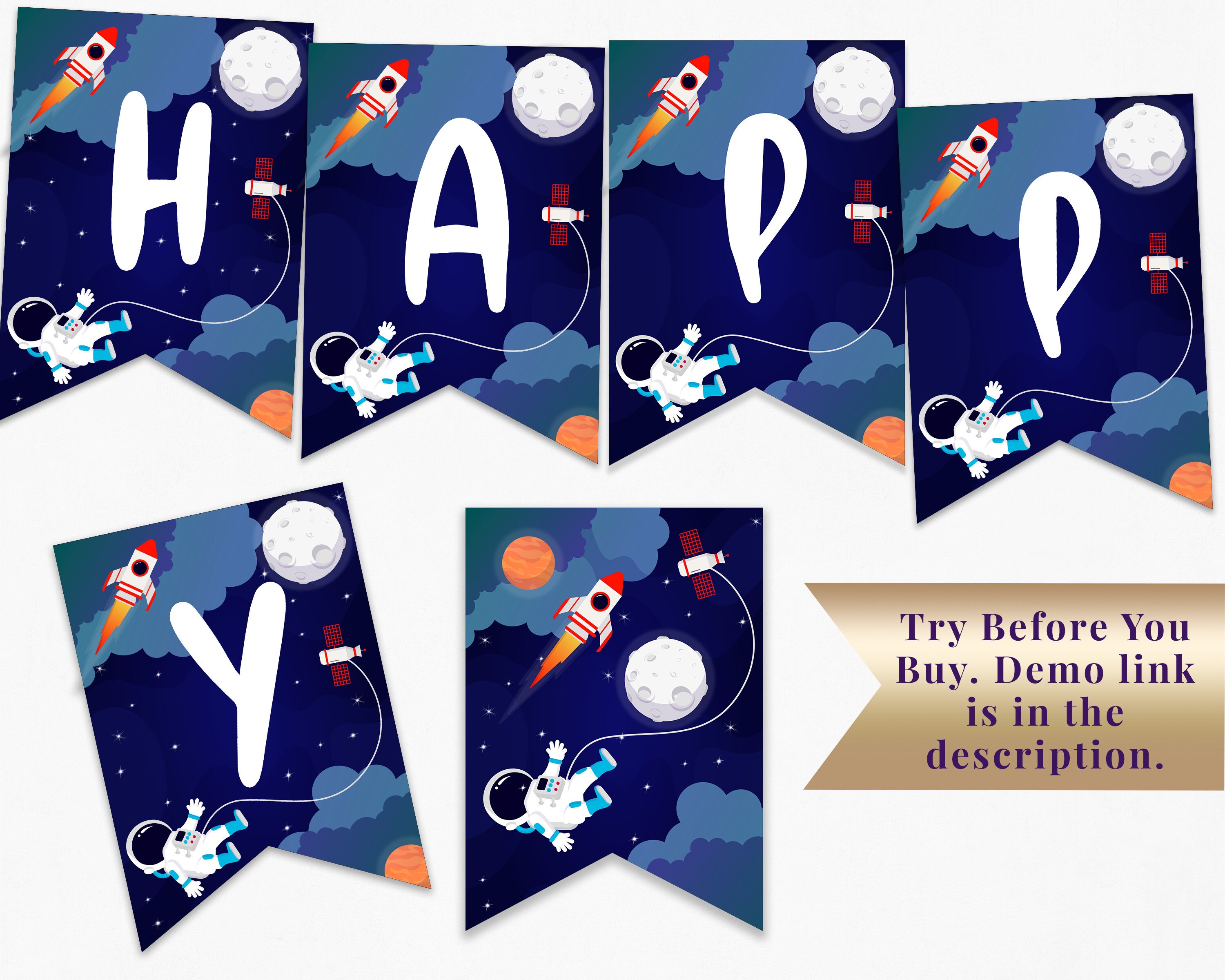 Editable Outer Space Banner Space Party Decor Space - Etsy