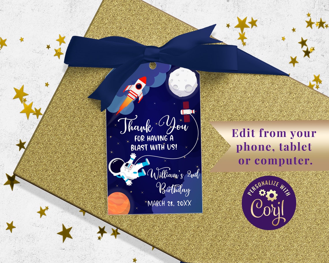 Space Thank You Tag Space Decorations Space Party Decor - Etsy