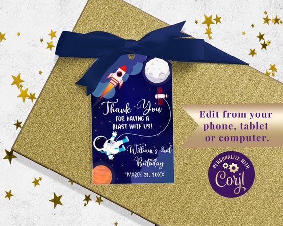 Space Thank You Tag Space Decorations Space Party Decor | Etsy