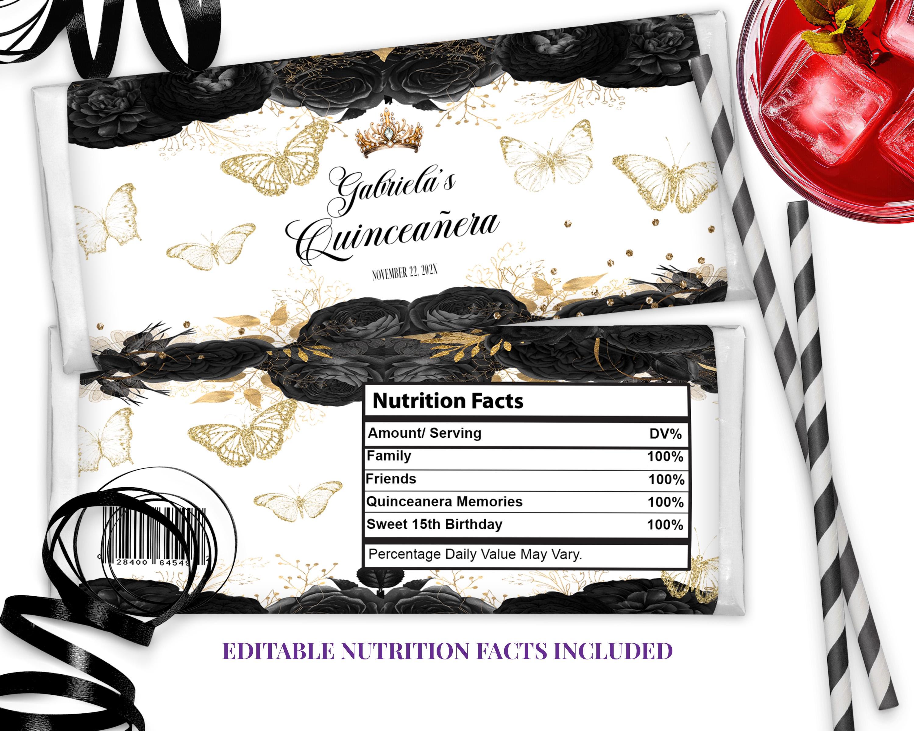 Black Gold Quince Chocolate Bar Wrappers Black Flowers Gold Butterflies ...