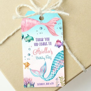 Mermaid Birthday Favor Tags Mermaid 1st Birthday Party Digital Under ...