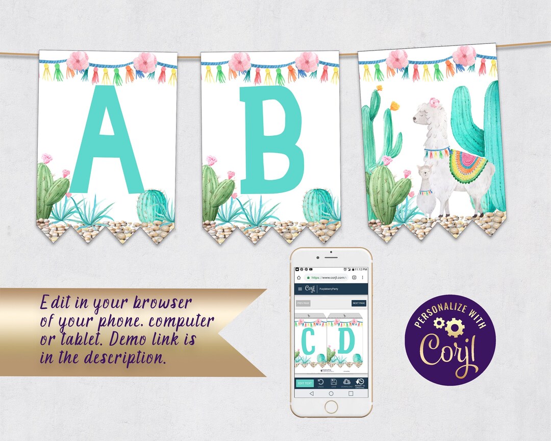 Llama Banner, Fiesta Banner, ID129 - Etsy