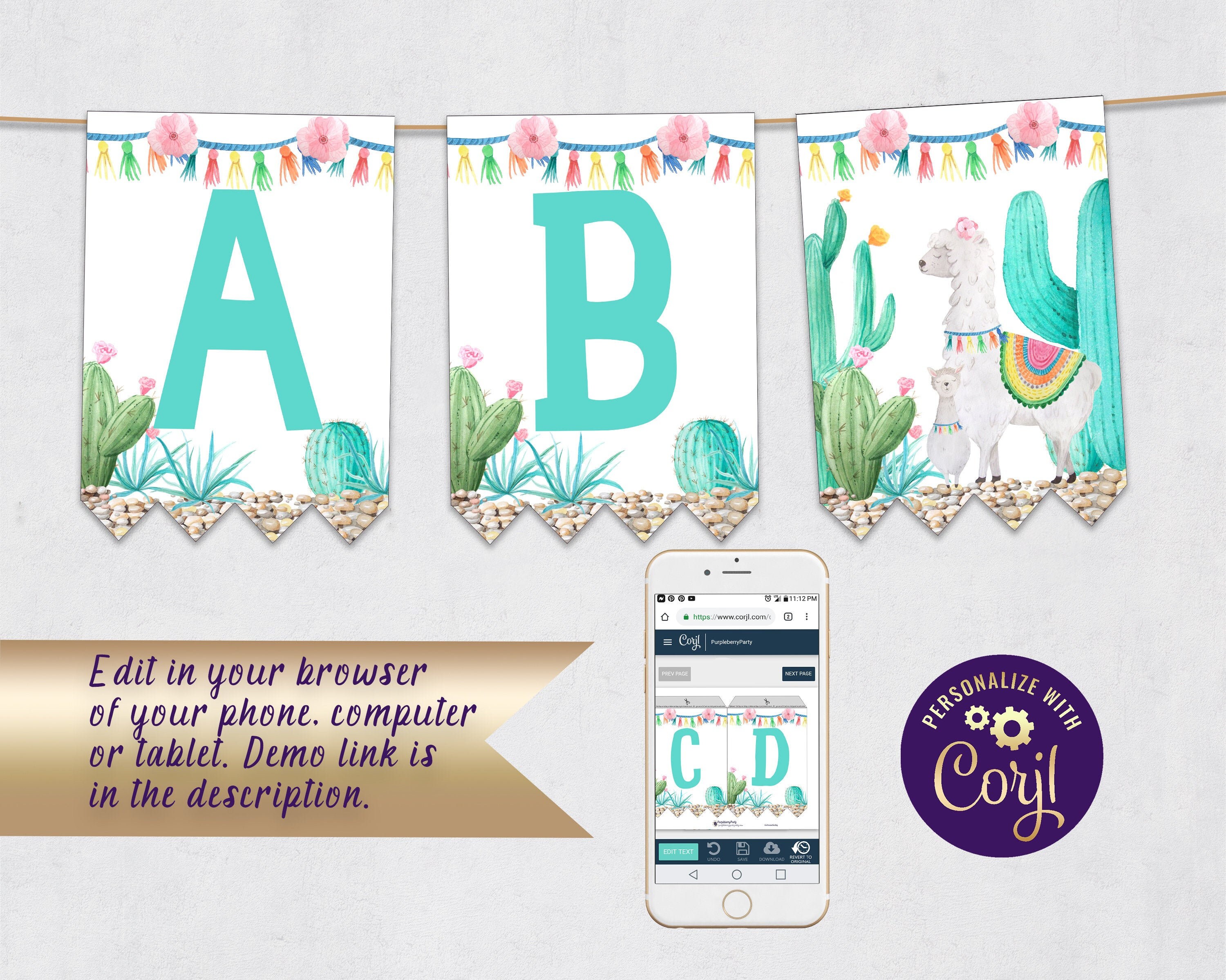 Llama Banner Fiesta Banner ID129 | Etsy