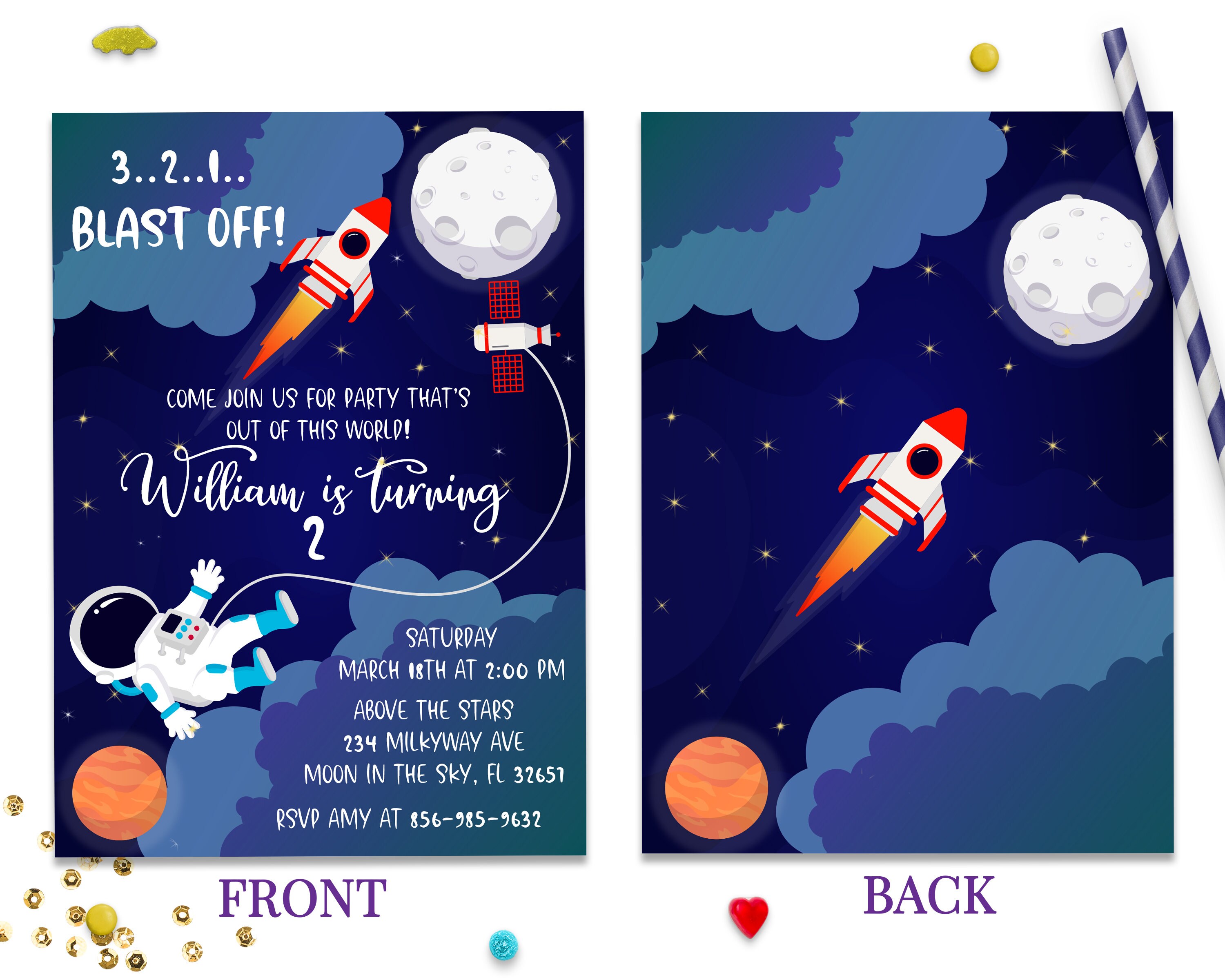 Editable Space Birthday Invitation Space Party Invite | Etsy