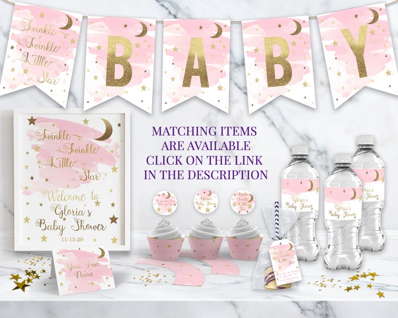 Twinkle Twinkle Little Star Water Bottle Labels Editable | Etsy