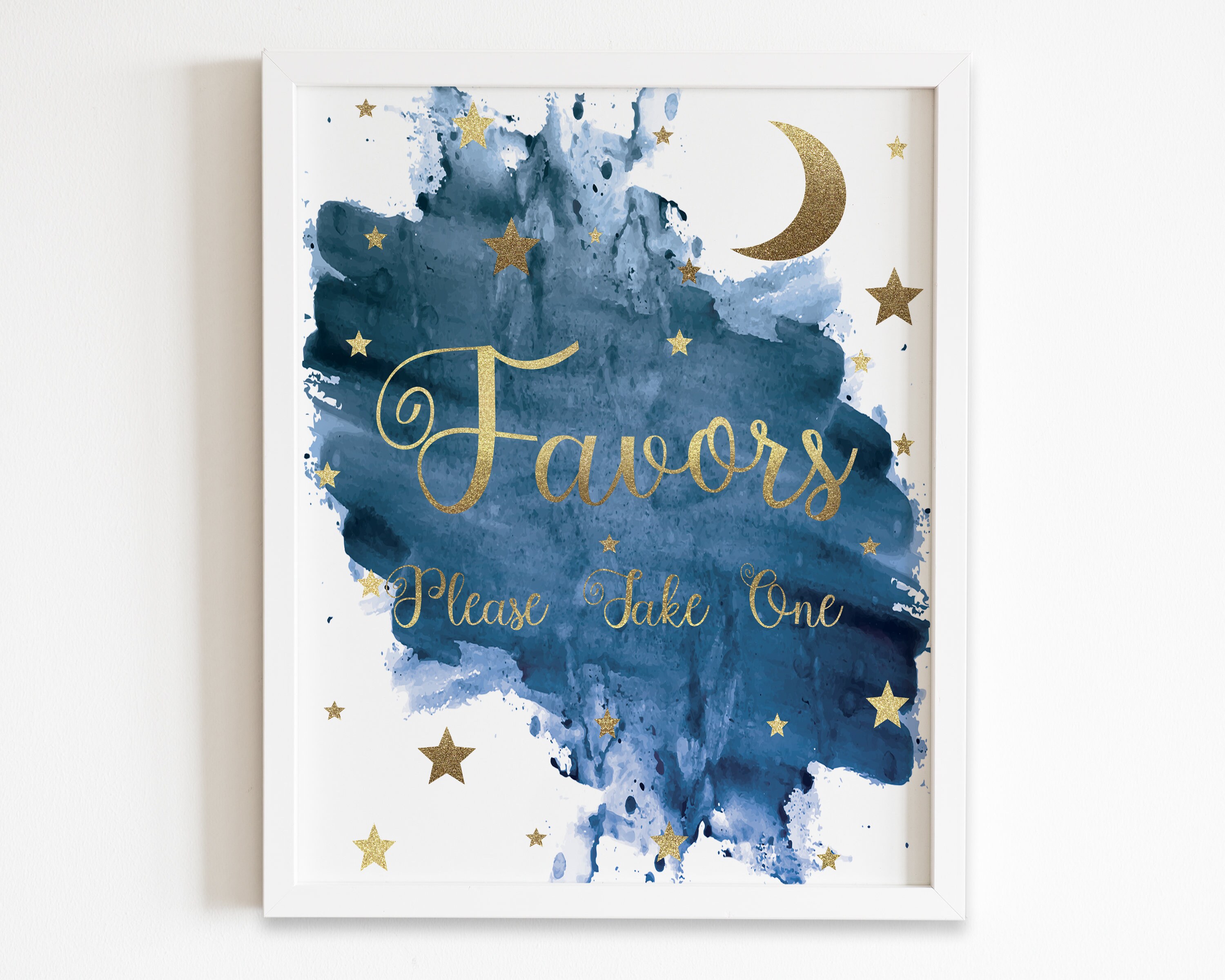 Blue Twinkle Twinkle Little Star Favor Sign Navy and Gold | Etsy