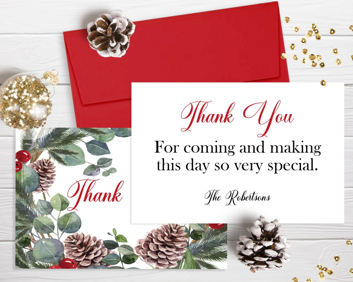 Editable Christmas Thank You Cards Holiday Notecards Winter | Etsy