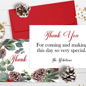 Editable Christmas Thank You Cards Holiday Notecards Winter Holly Thank ...
