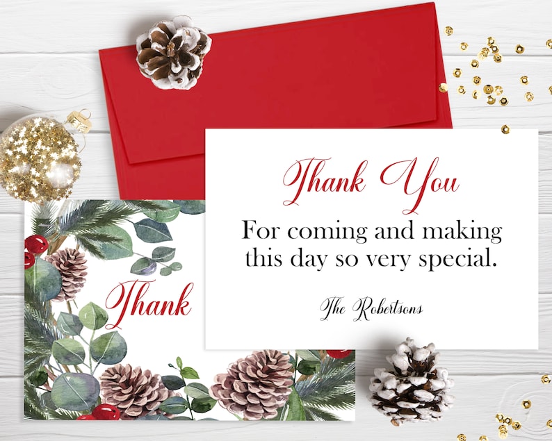 Editable Christmas Thank You Cards Holiday Notecards Winter - Etsy