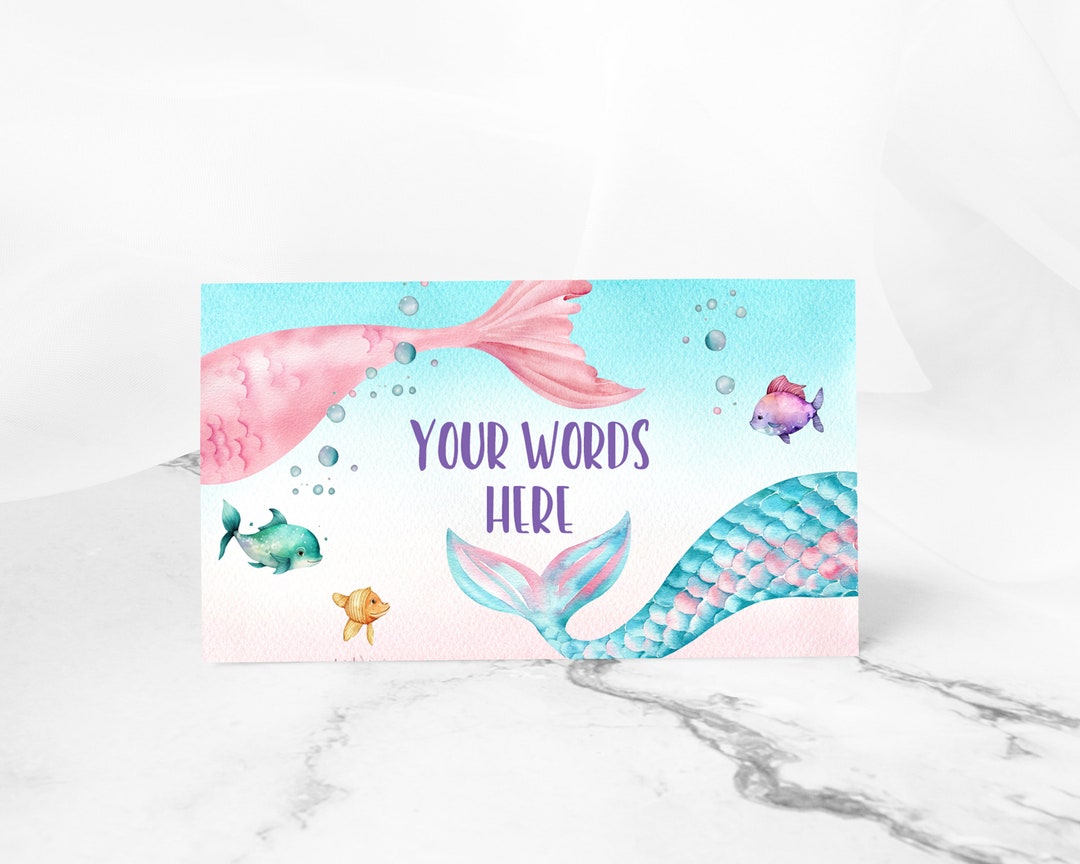 Editable Mermaid Place Cards Mermaid Birthday Decorations Seating ...