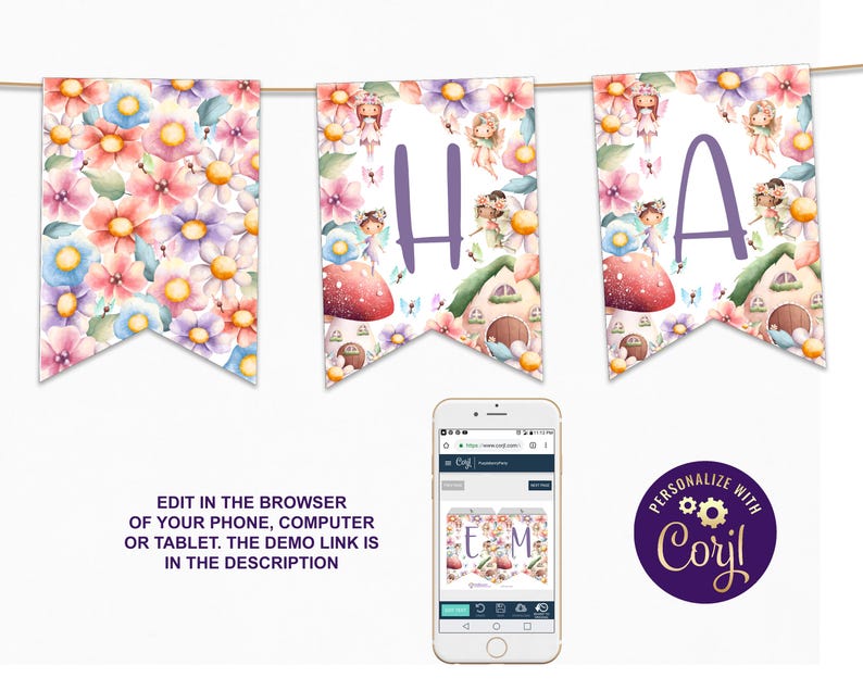 Fairy First Birthday Banner Editable 1st Birthday Fairy Banner ...