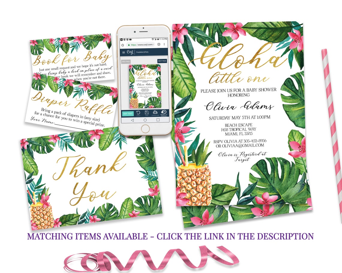Tropical Baby Shower Welcome Sign Girl Aloha Baby Shower Luau | Etsy