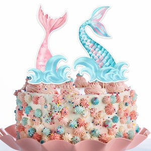 Printable Mermaid Cake Topper Mermaid Birthday Decorations Downloadable ...