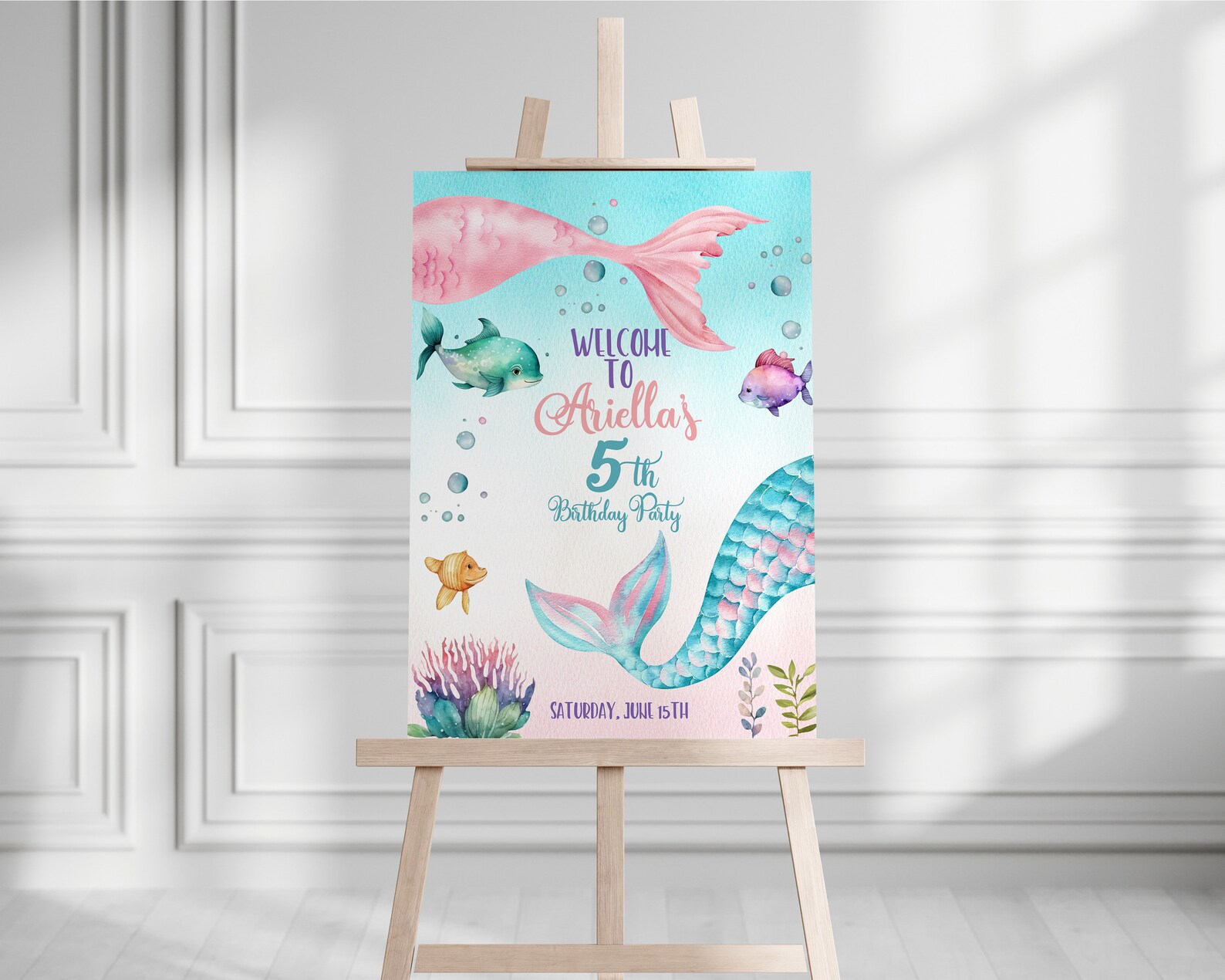 Editable Mermaid Birthday Welcome Sign Mermaid Birthday Party ...