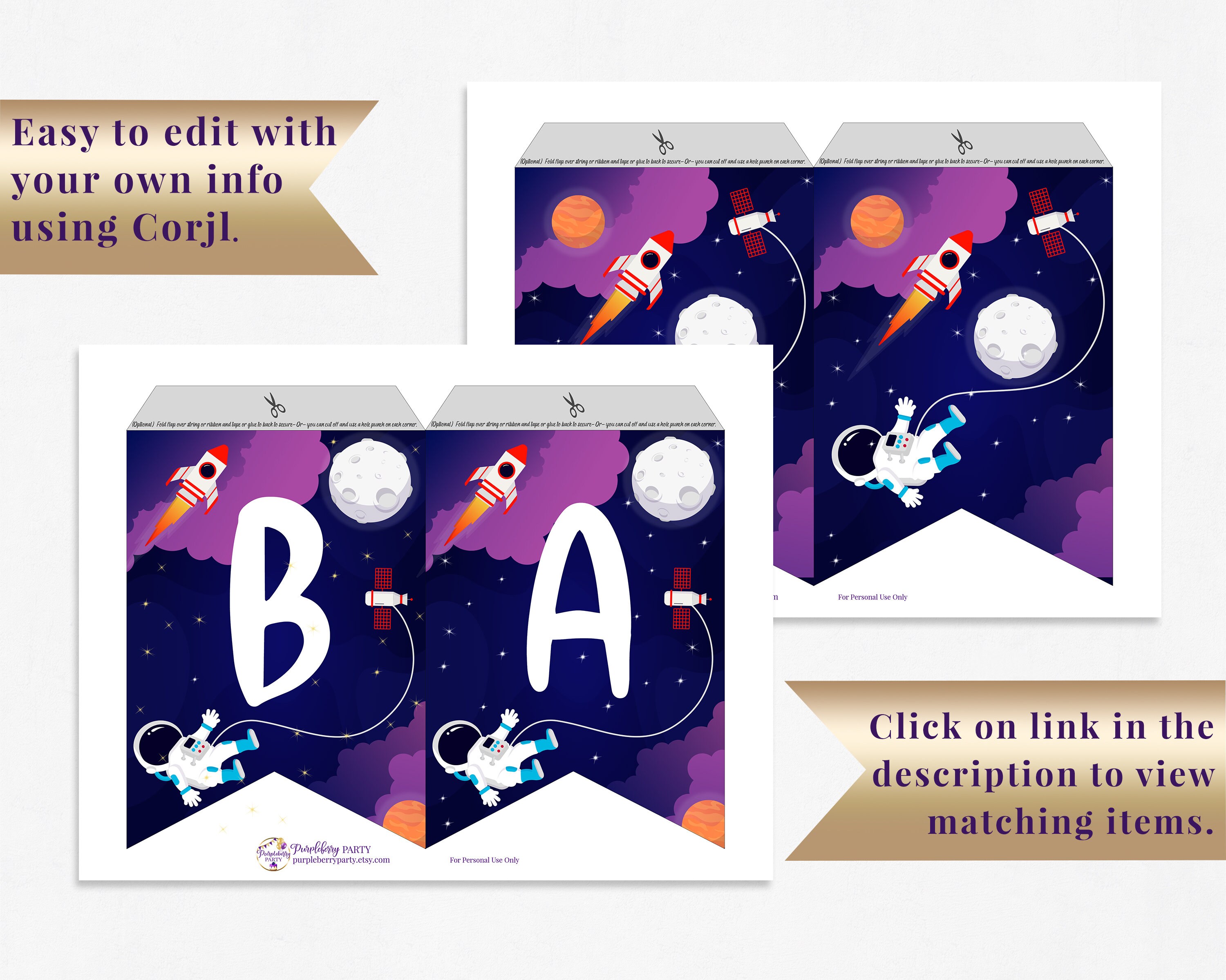 Editable Outer Space Banner Astronaut Banner Rocket Banner | Etsy