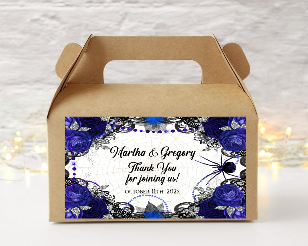 Blue Gothic Wedding Gable Box Label Royal Blue & Black Goth Wedding ...