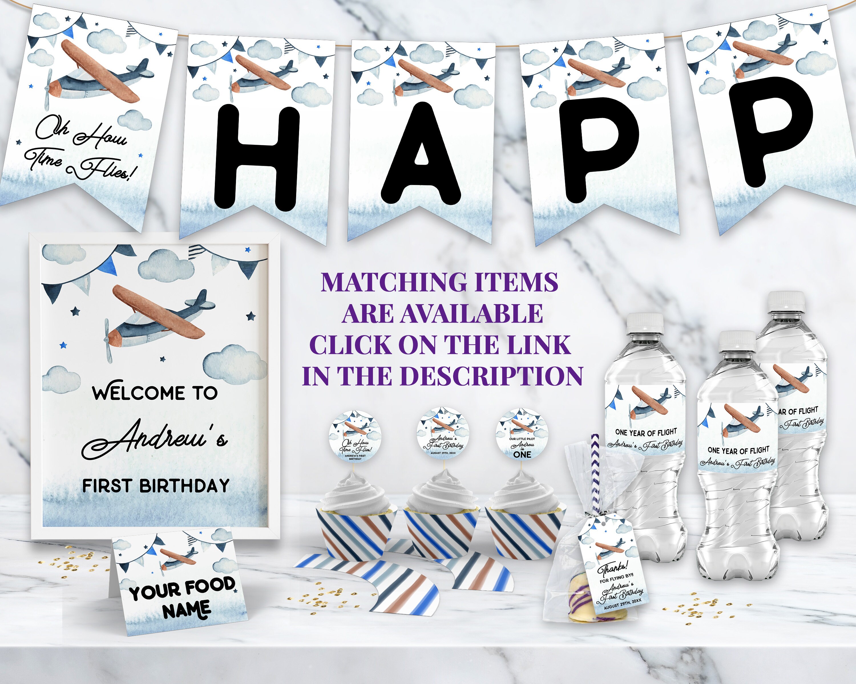 Editable Airplane Birthday Welcome Sign Airplane Party Decor | Etsy