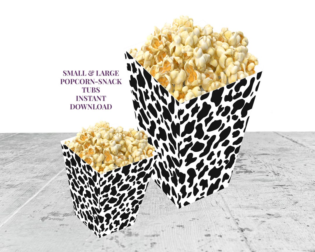 Western Cowgirl Baby Shower Popcorn Box Rustic Rodeo Cow Print Popcorn ...