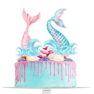 Printable Mermaid Cake Topper Mermaid Birthday Decorations Downloadable ...
