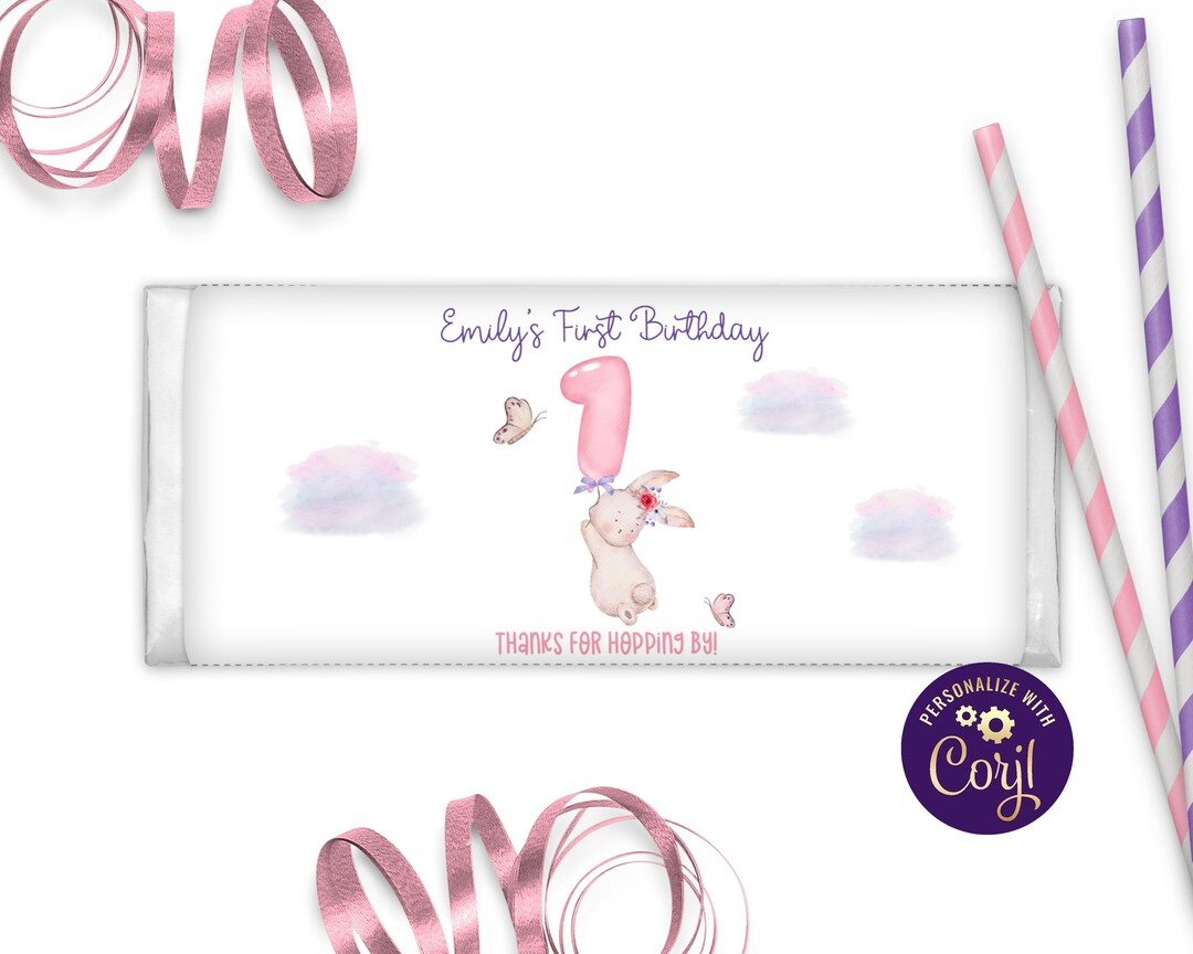 Some Bunny is One Candy Bar Wrappers Editable First Birthday Chocolate ...