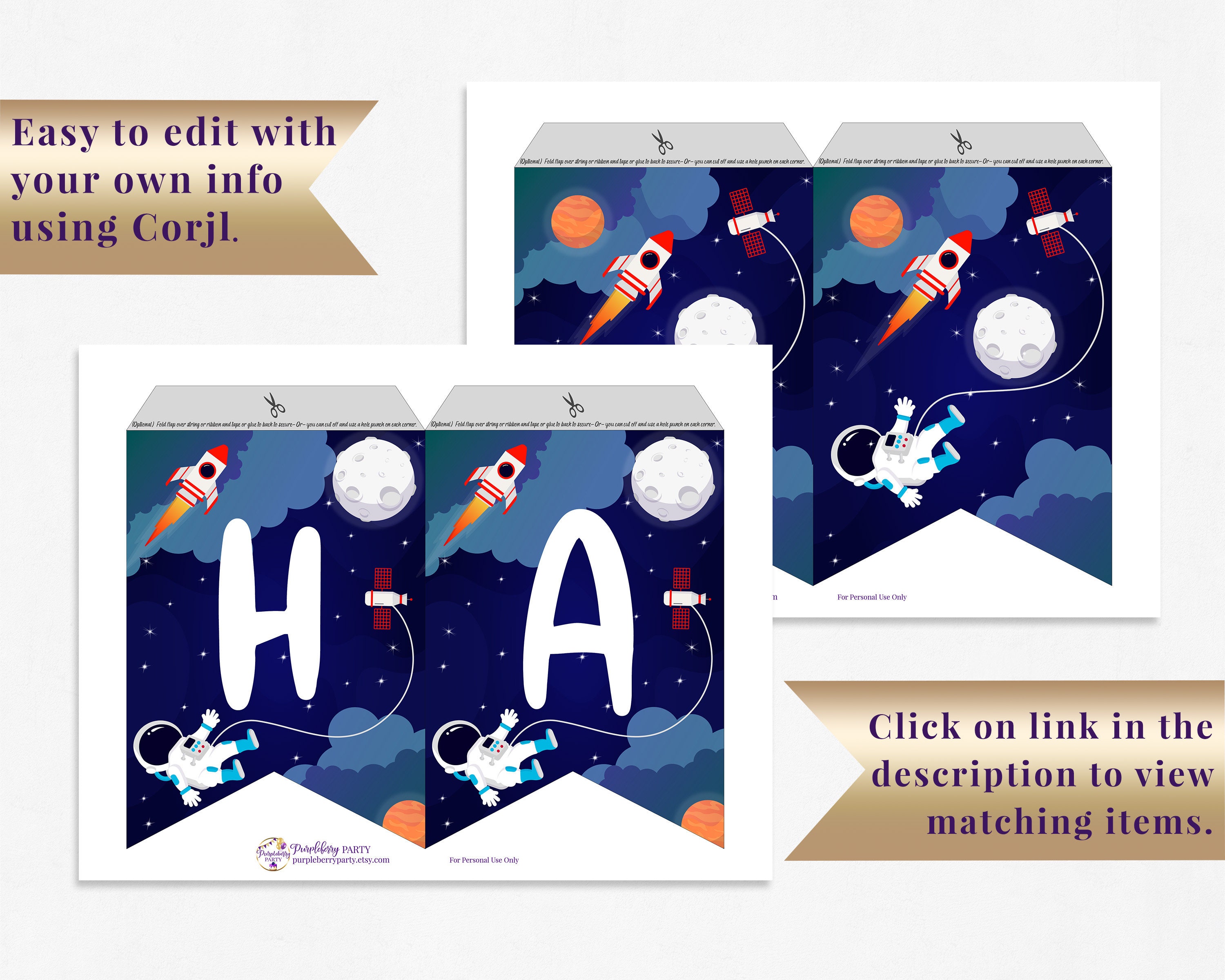 Editable Outer Space Banner Space Party Decor Space - Etsy