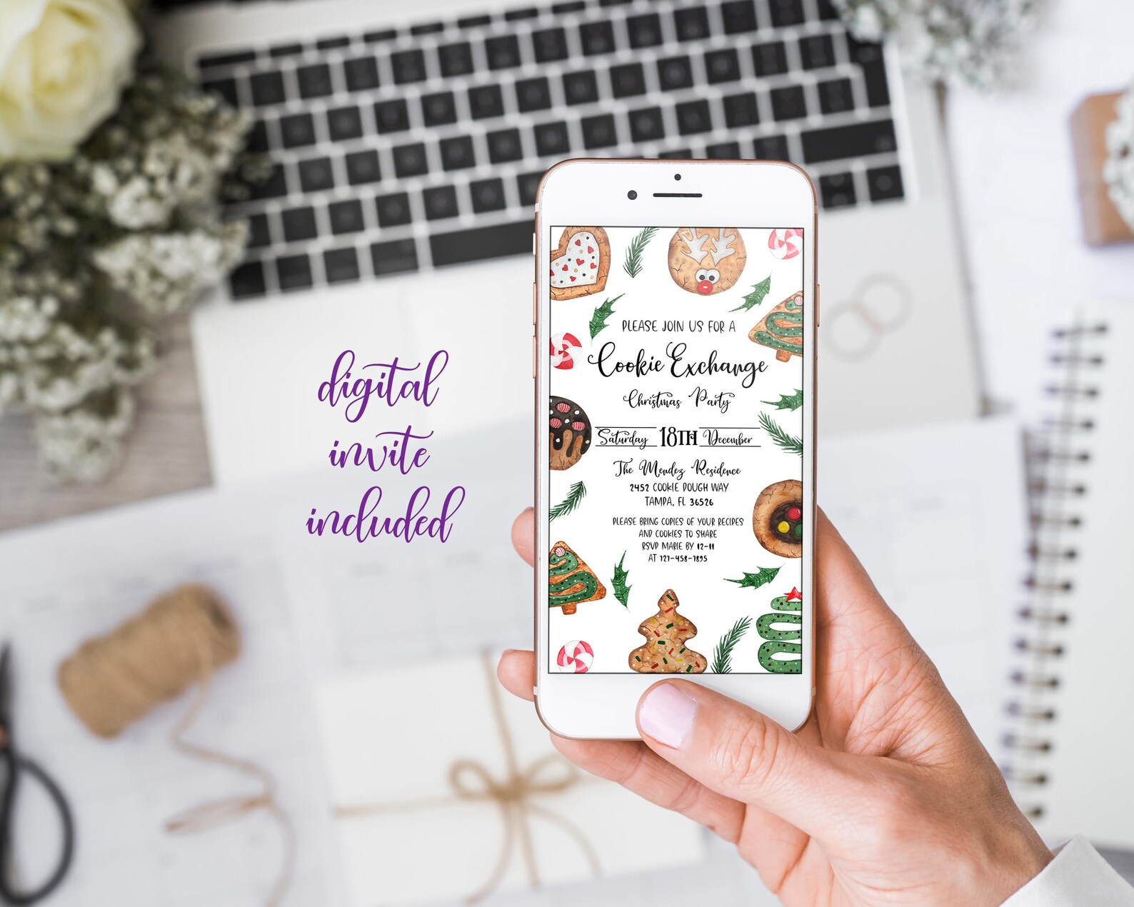 Editable Christmas Cookie Exchange Invitation Cookie Swap Invites ...