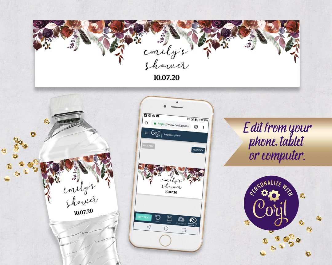 Fall in Love Water Bottle Labels, Bottled Water Labels, ID153 - Etsy