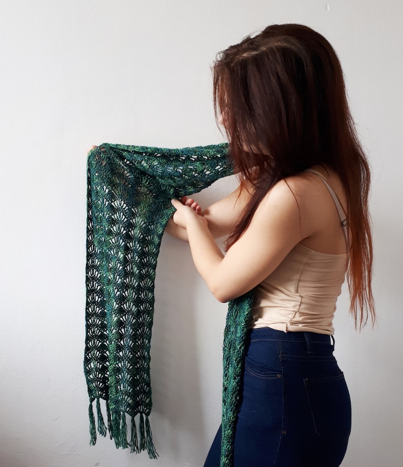 Pine Needle Shawlf Pattern / Crochet Pattern / Crochet Scarf Diy / Diy ...