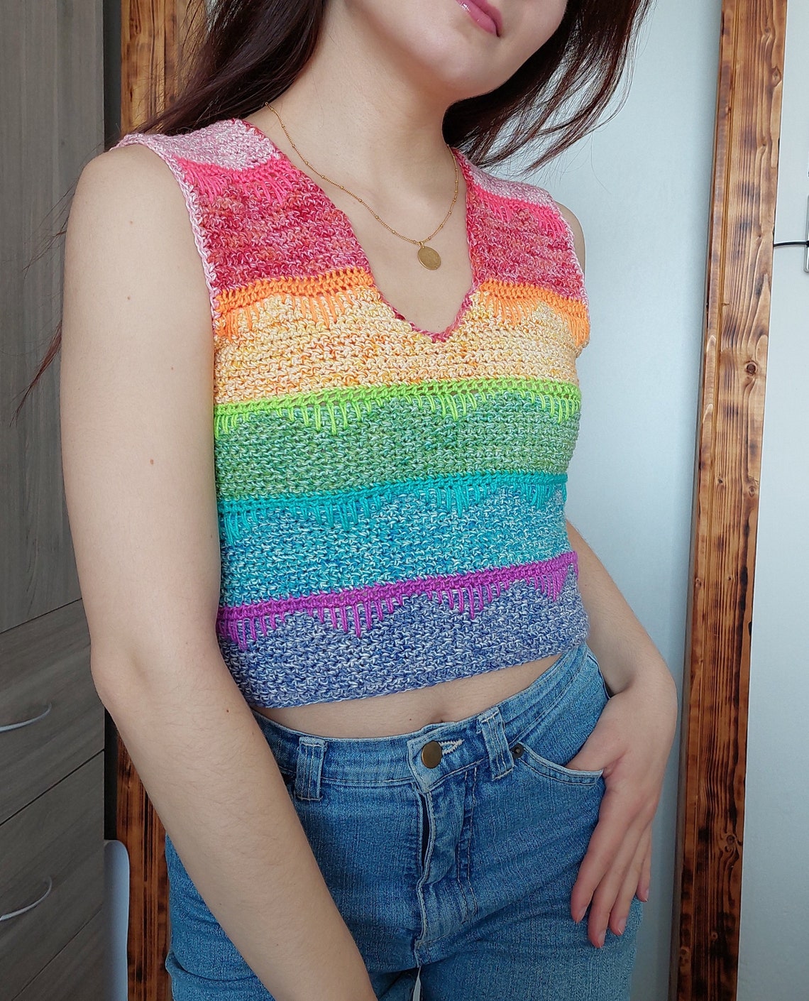 Striped Vest CROCHET PATTERN / Cute Winter Vest / Rainbow - Etsy
