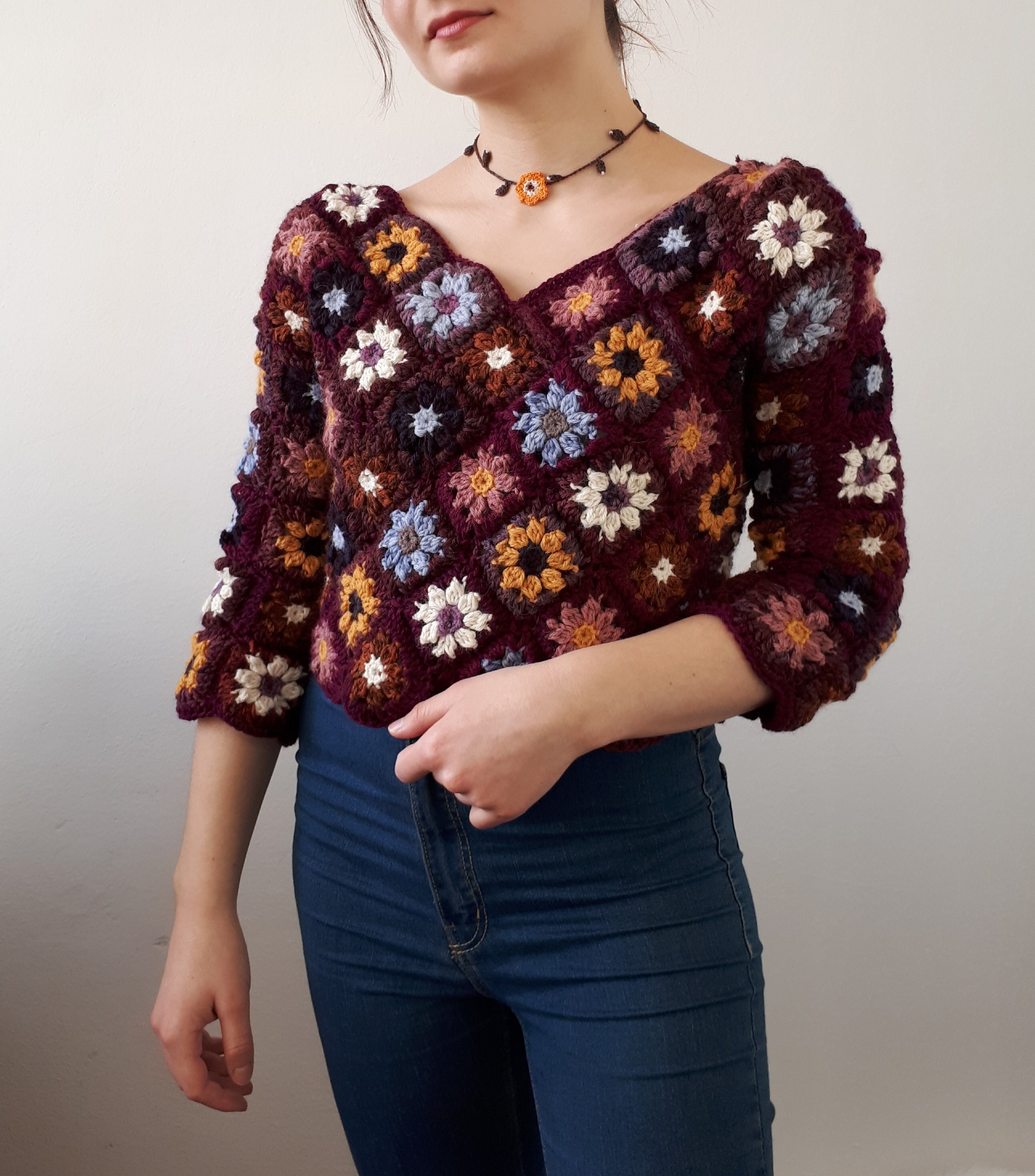 Daisy Top Pattern/ Crochet Pattern Tutorial/ Granny Square Top/ Crochet ...