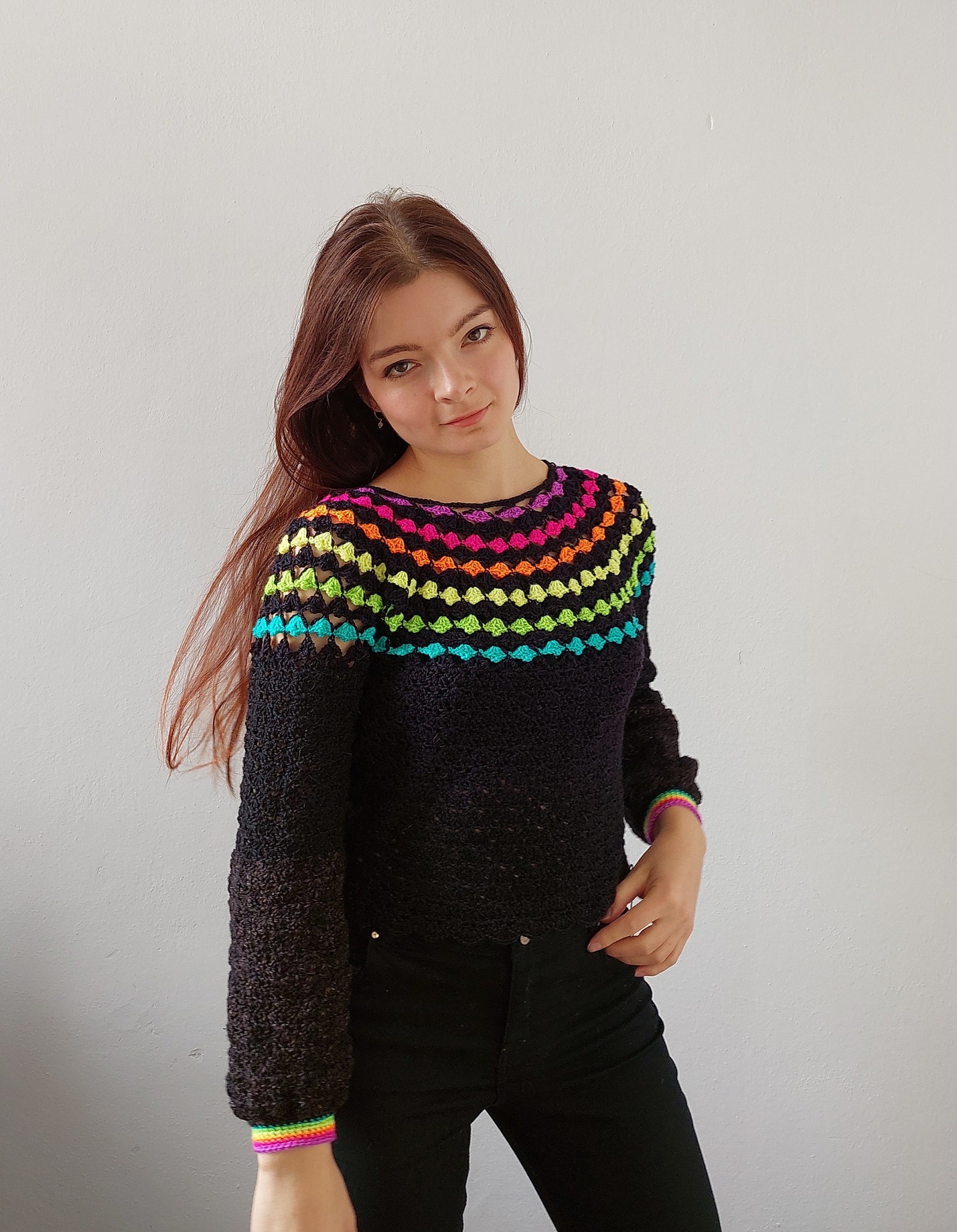 Circus Sweater CROCHET PATTERN / Cute Yoke Structured Sweater Top / Top ...