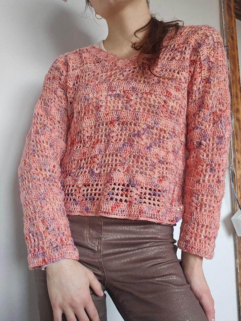Autumn Touch Sweater CROCHET PATTERN / Winter Mesh Crochet Sweater ...