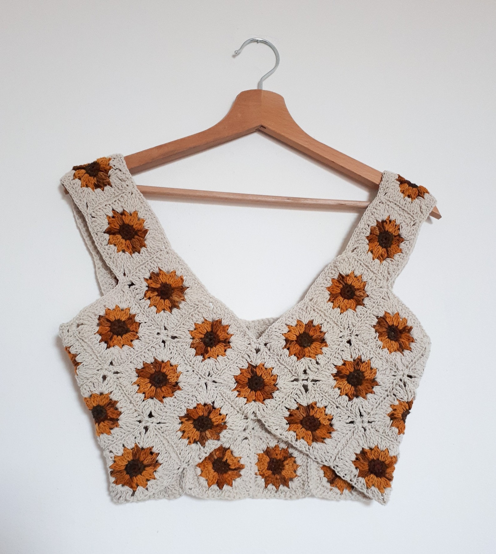 Sunflower Top CROCHET PATTERN / Crocheted Crop Top / Granny Squares ...