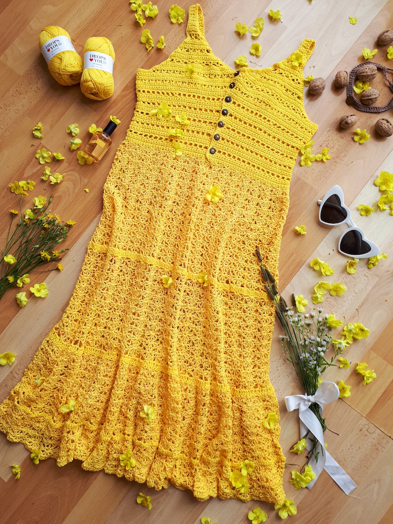 Sunny dress / crochet dress pattern / maxi dress diy / lace | Etsy