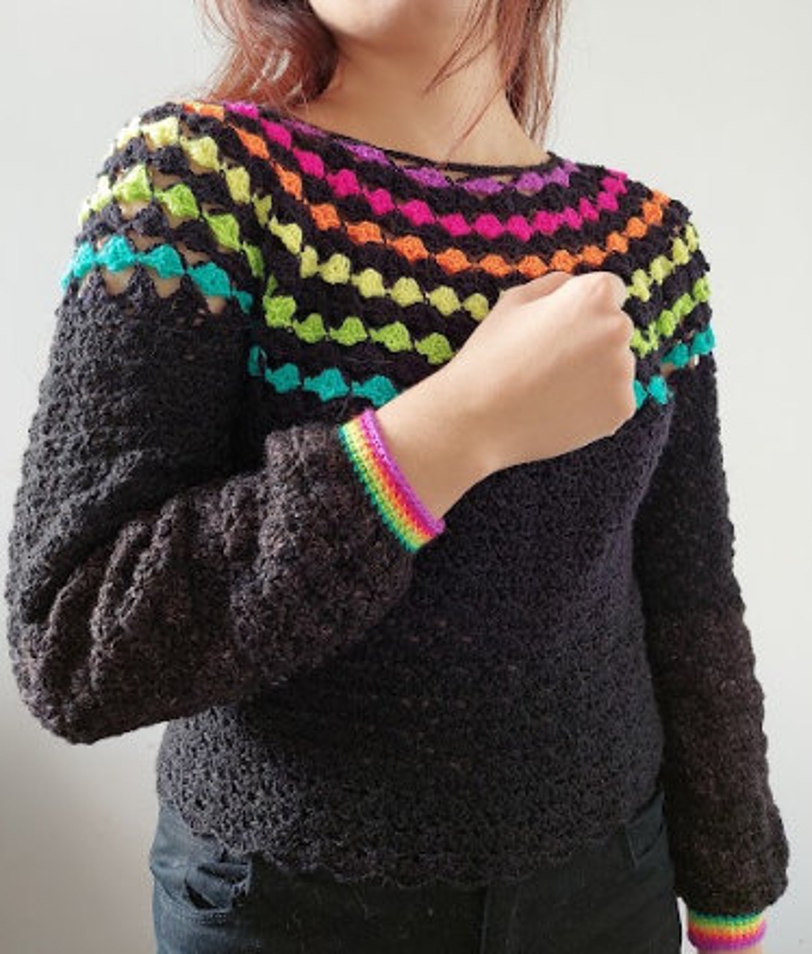 Circus Sweater CROCHET PATTERN / Cute Yoke Structured Sweater Top / Top ...
