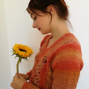 Lace Checkered Sweater/ Crochet Pattern for a Sweater/ Cropped Sweater ...