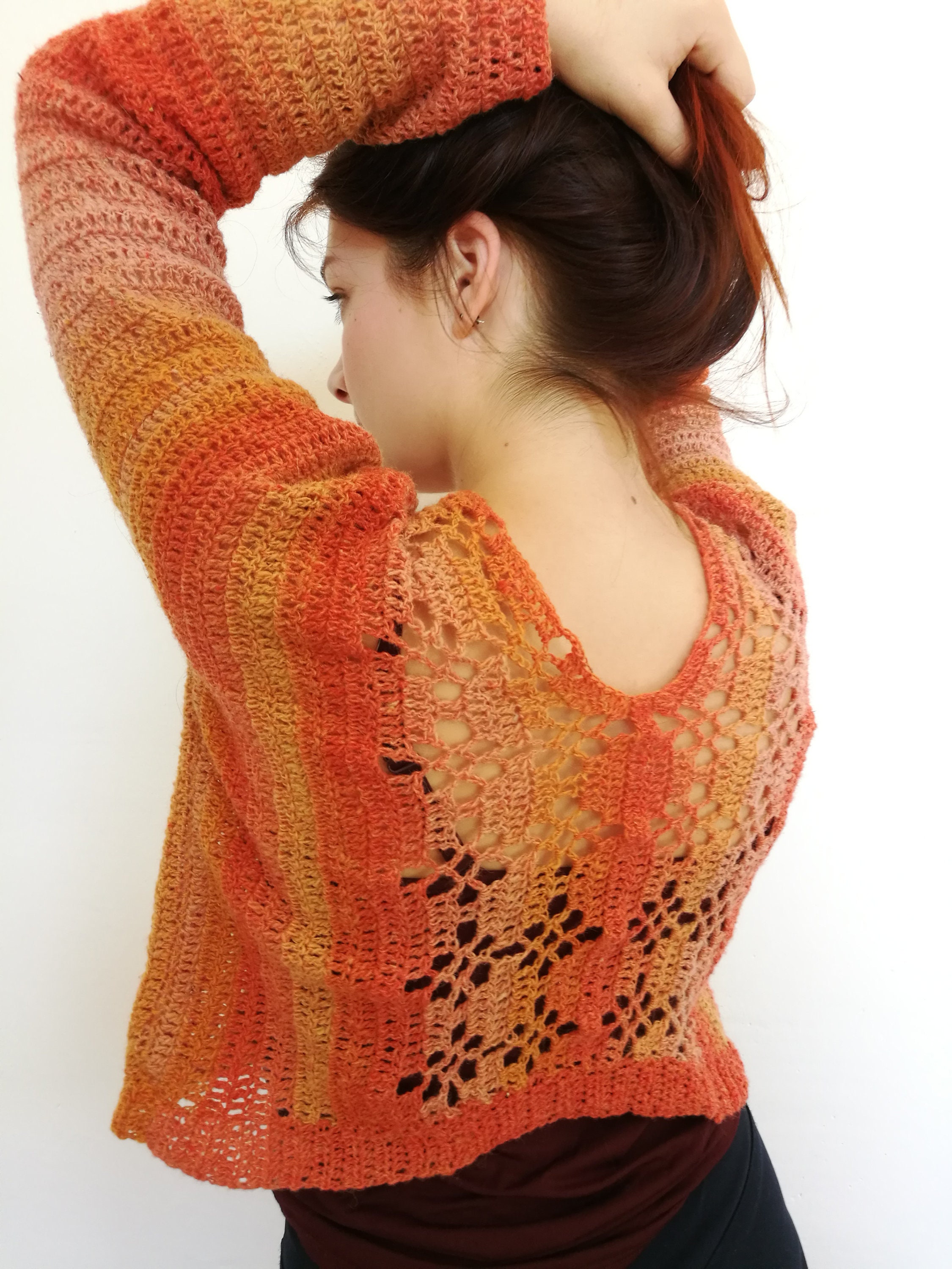 Lace Checkered Sweater/ Crochet Pattern for a Sweater/ Cropped | Etsy