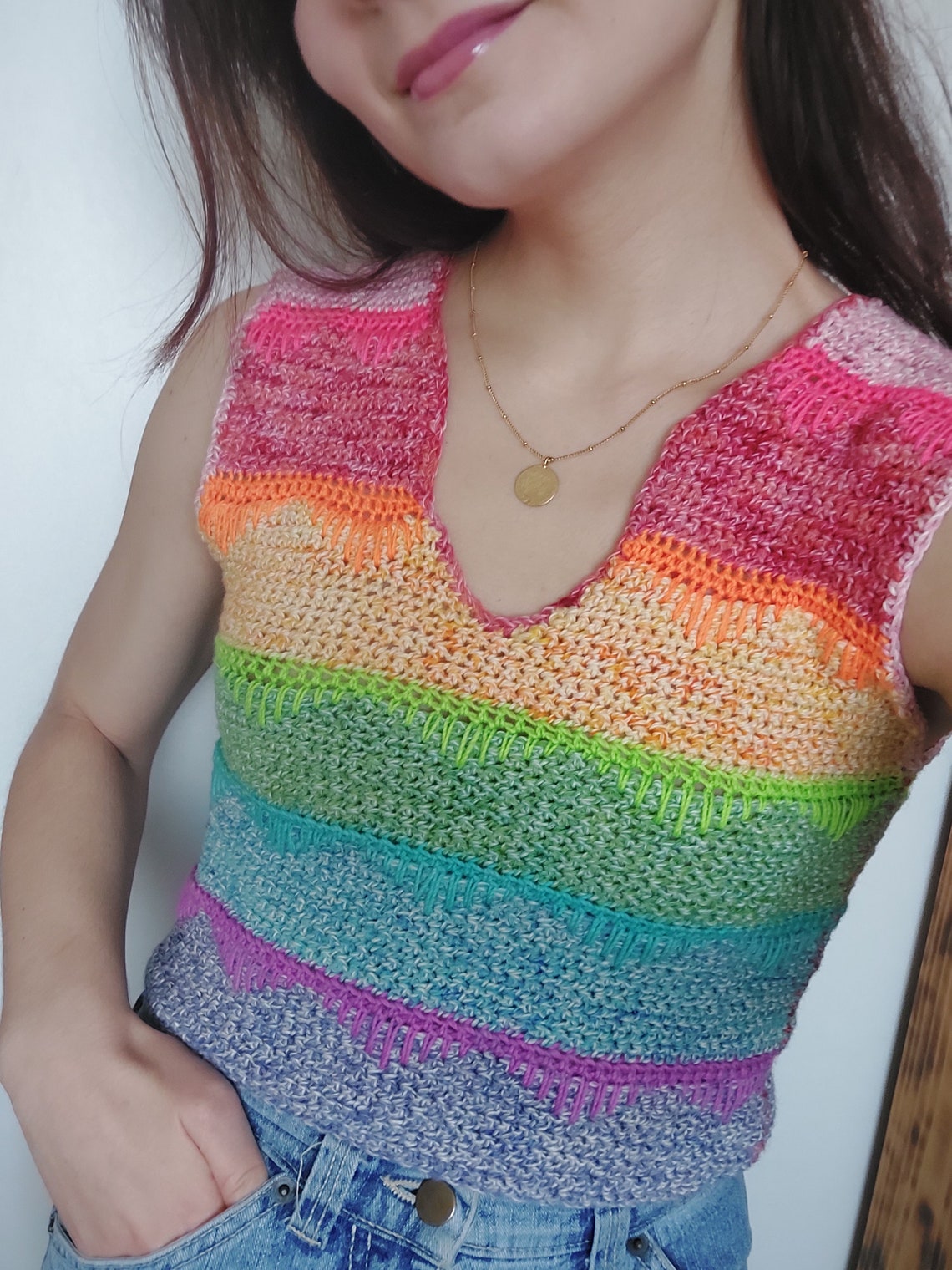 Striped Vest CROCHET PATTERN / Cute Winter Vest / Rainbow - Etsy